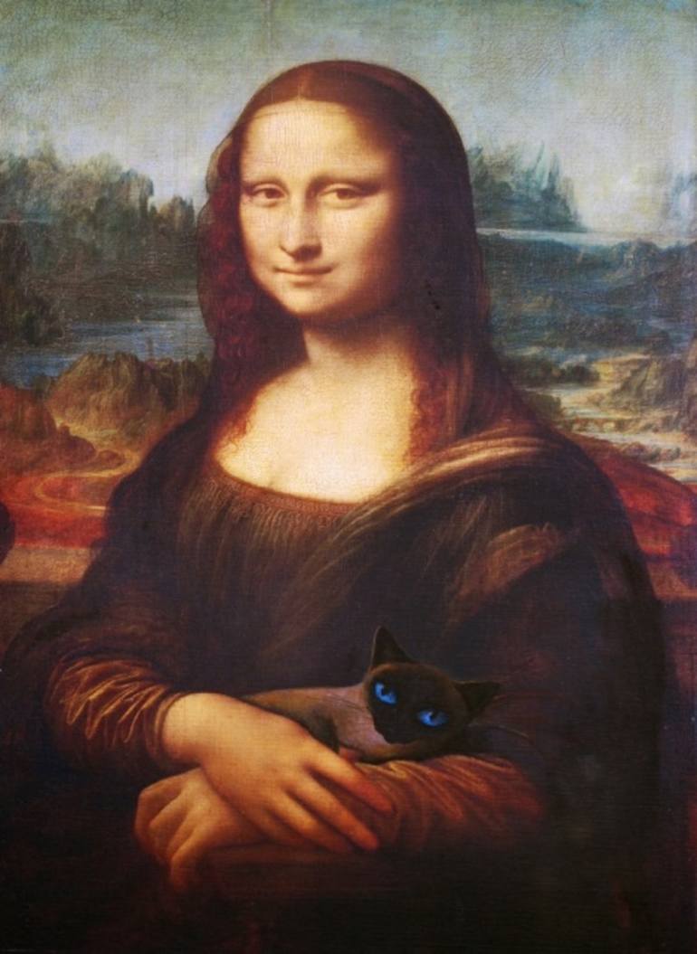 On the lap of Mona Painting by Angela Gabriel | Saatchi Art