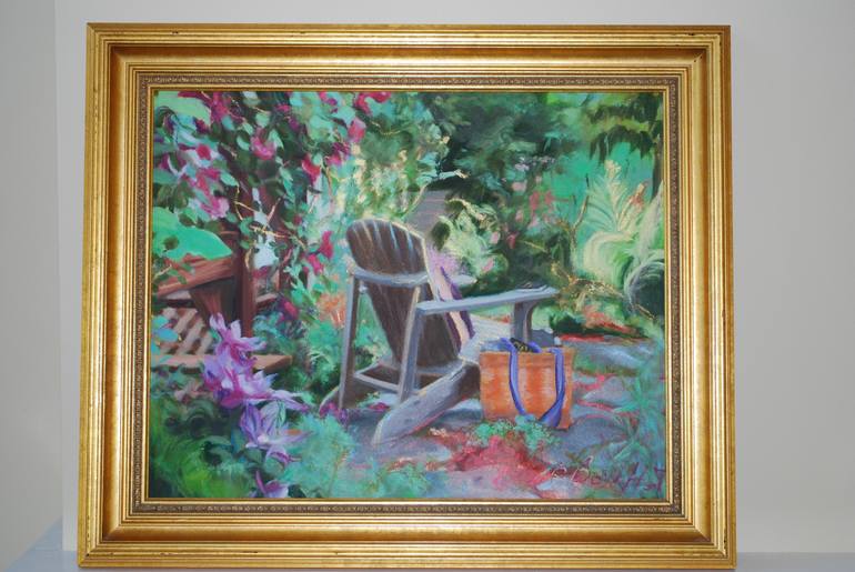 Have a Seat in the Garden Painting by Barbara Hart | Saatchi Art