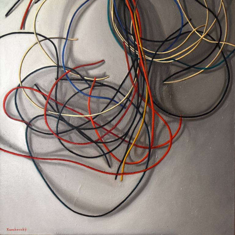 Composition with cables Painting by Roman Rembovsky | Saatchi Art