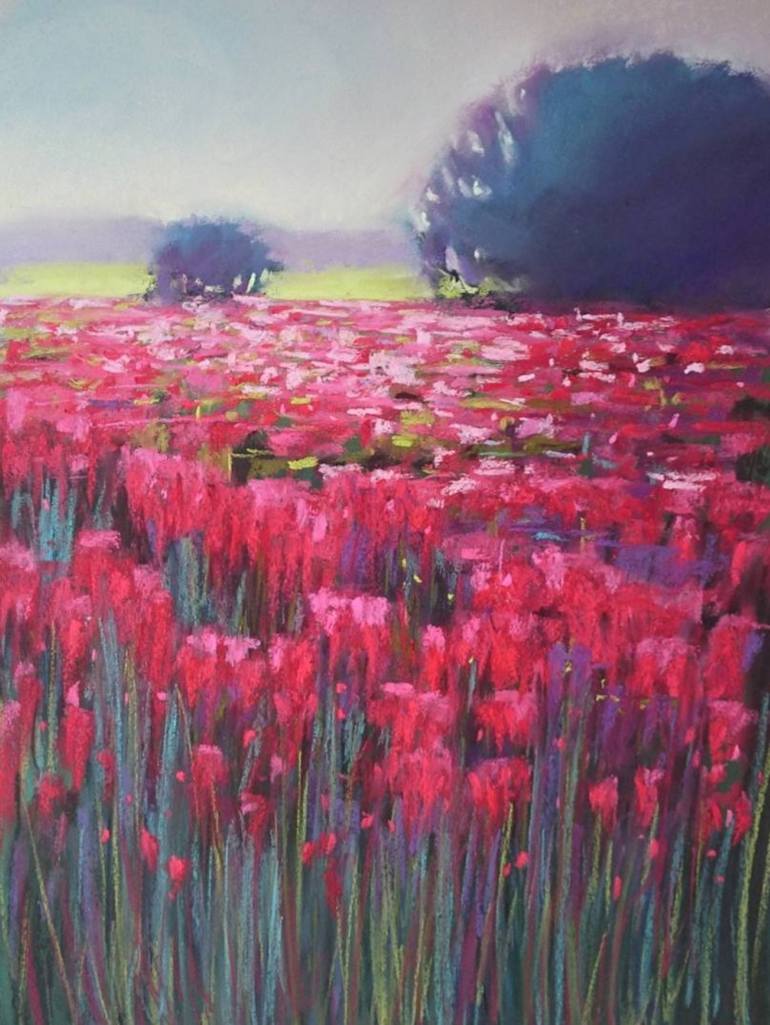 Red field Painting by Kritskaya Linda | Saatchi Art