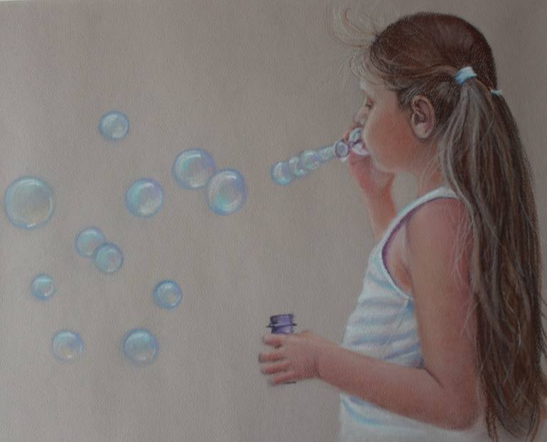 Girl with bubble Drawing by Kritskaya Linda | Saatchi Art
