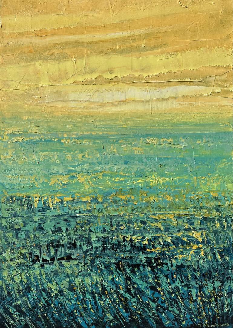 Field at Sunrise A23 50×70cm Painting by Tigran Mamikonyan | Saatchi Art