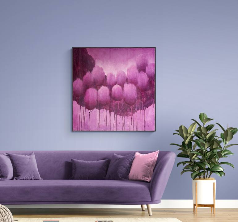 Magenta forest Painting by Natalie Aleksejeva | Saatchi Art