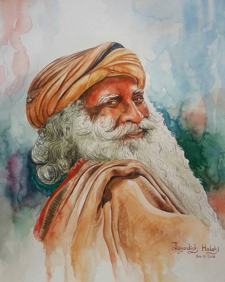 Sadhguru Painting by Jagadish Halaki | Saatchi Art