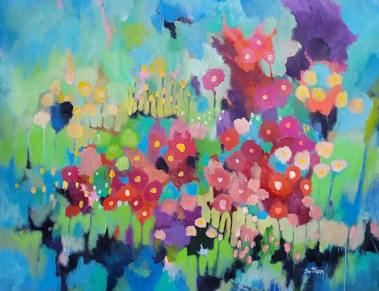 Wildflowers ... large abstract floral by Debra Sutton Painting by Debra ...