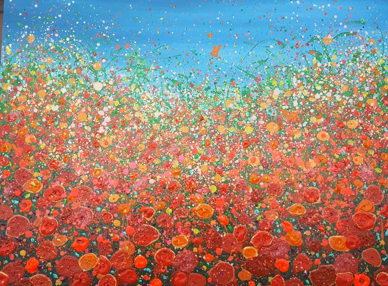 Red Artists Garden Painting by Alexandra Richardson | Saatchi Art