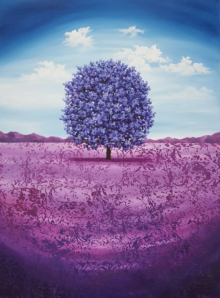 Purple Magic Lone Tree Painting by Alexandra Richardson | Saatchi Art