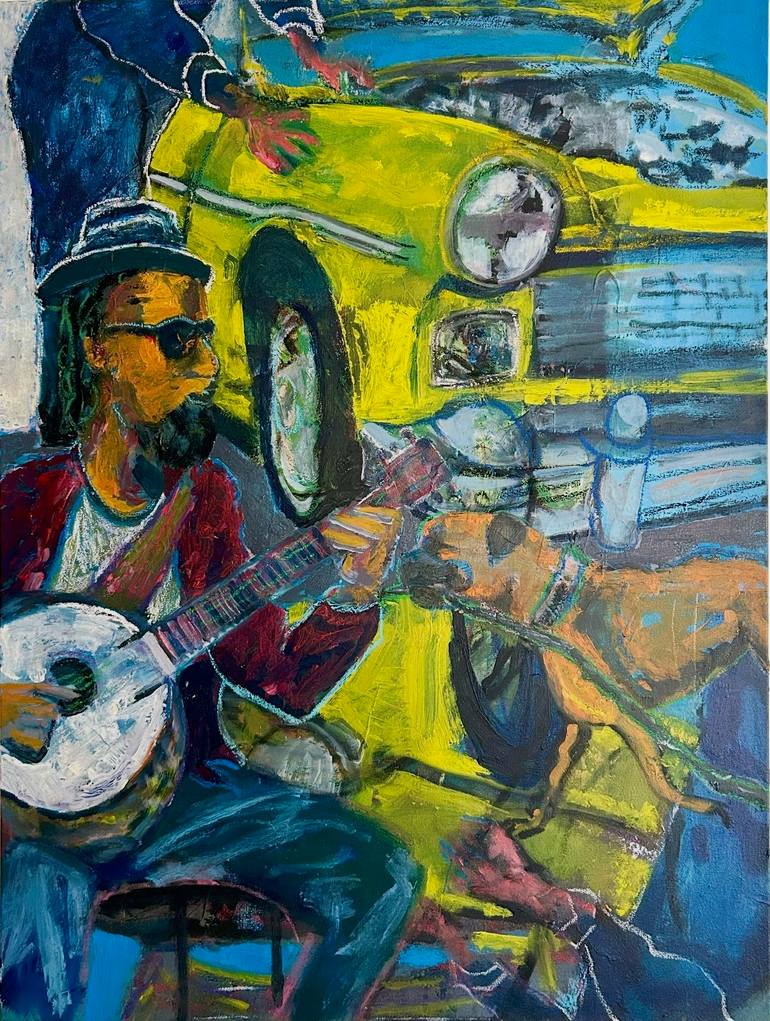 Street Musician Painting by Mario Merchan | Saatchi Art