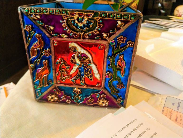Indian painted mirror box vase Painting by IndianArtOnCanvas ...