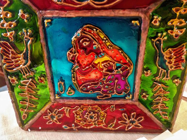 Indian painted mirror box vase Painting by IndianArtOnCanvas ...