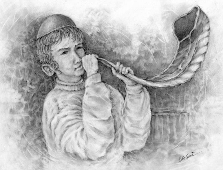 A BOY AND HORN Drawing by Sead Pozegic | Saatchi Art