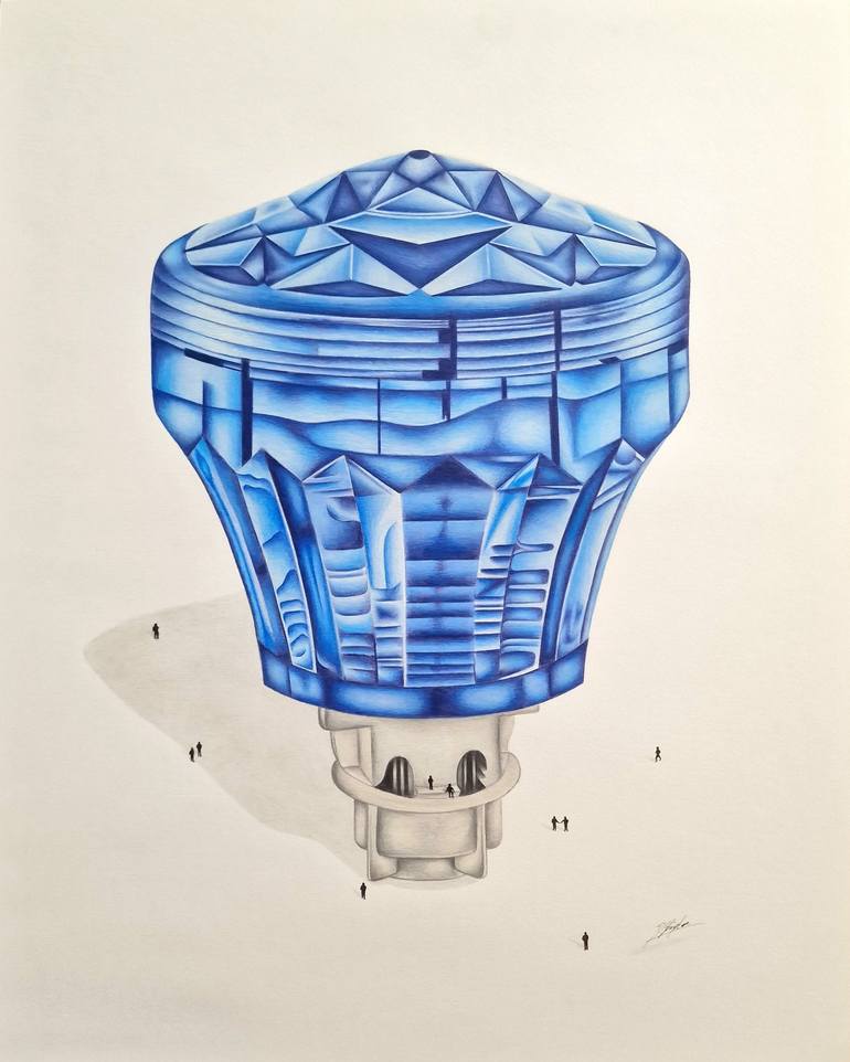 Blue Fairground Bulb Drawing by Daniel Shipton | Saatchi Art