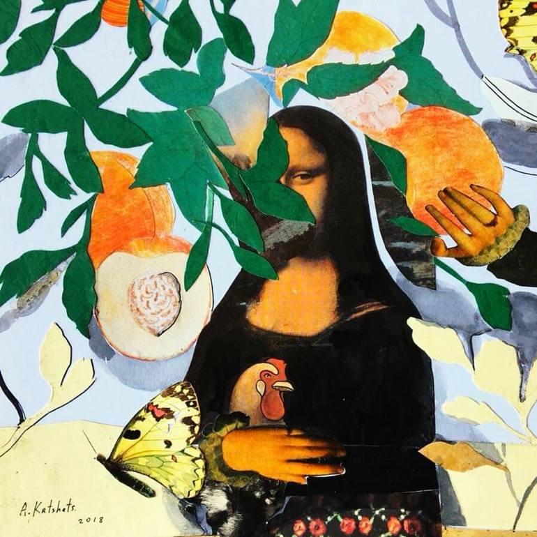 Mona and her chicken Collage by Grigorian Gallery | Saatchi Art