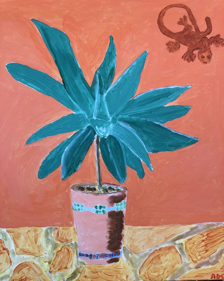 Agave and Gecko Painting by Alastair Smith | Saatchi Art