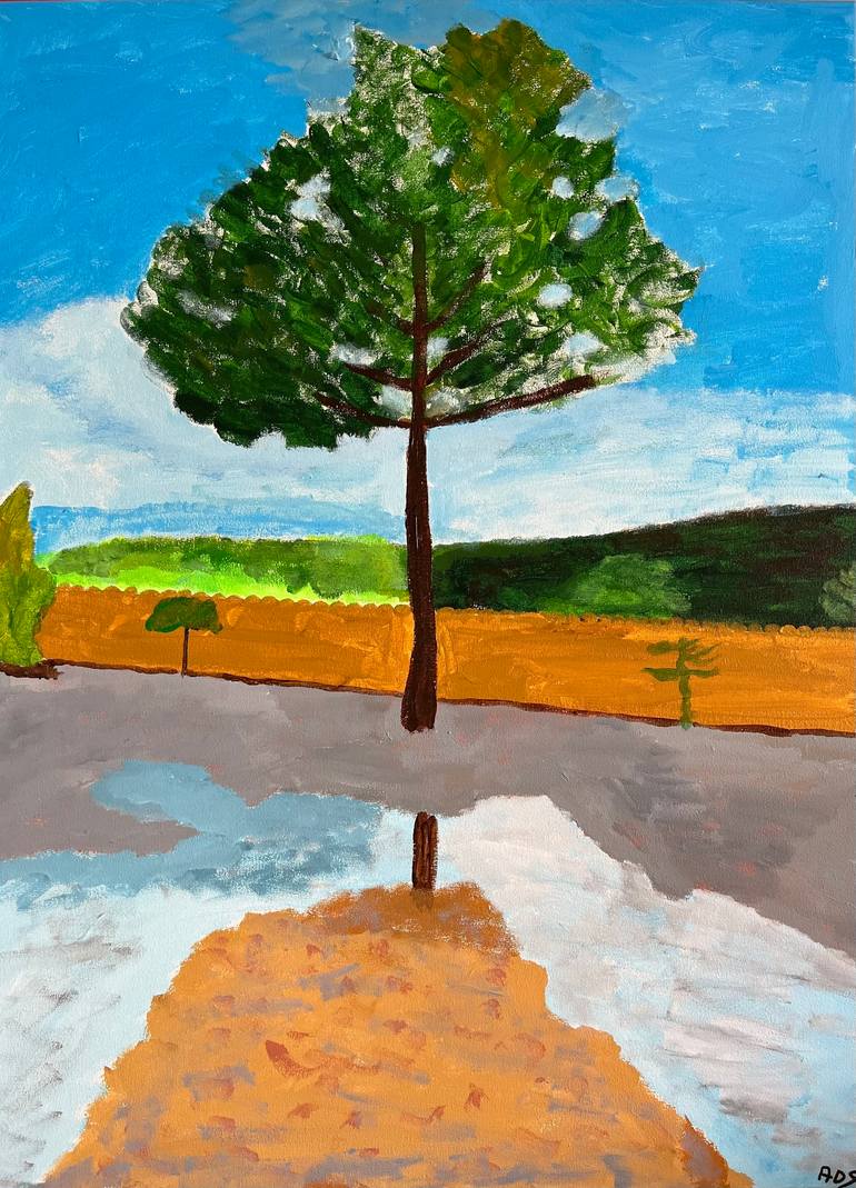 Puddle and Tree Painting by Alastair Smith | Saatchi Art