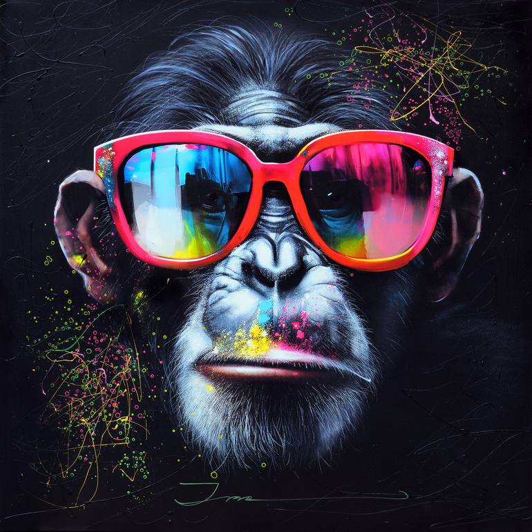 Happy Chimp Painting by Ira Tsantekidou | Saatchi Art