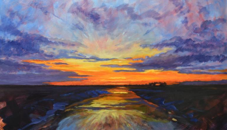 Sunset reflections Painting by Marloes Buigel Boering | Saatchi Art