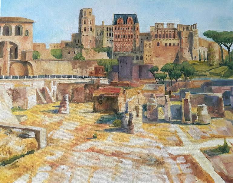 Sight of Ancient Ruins Painting by Ana Maria Chiriac | Saatchi Art