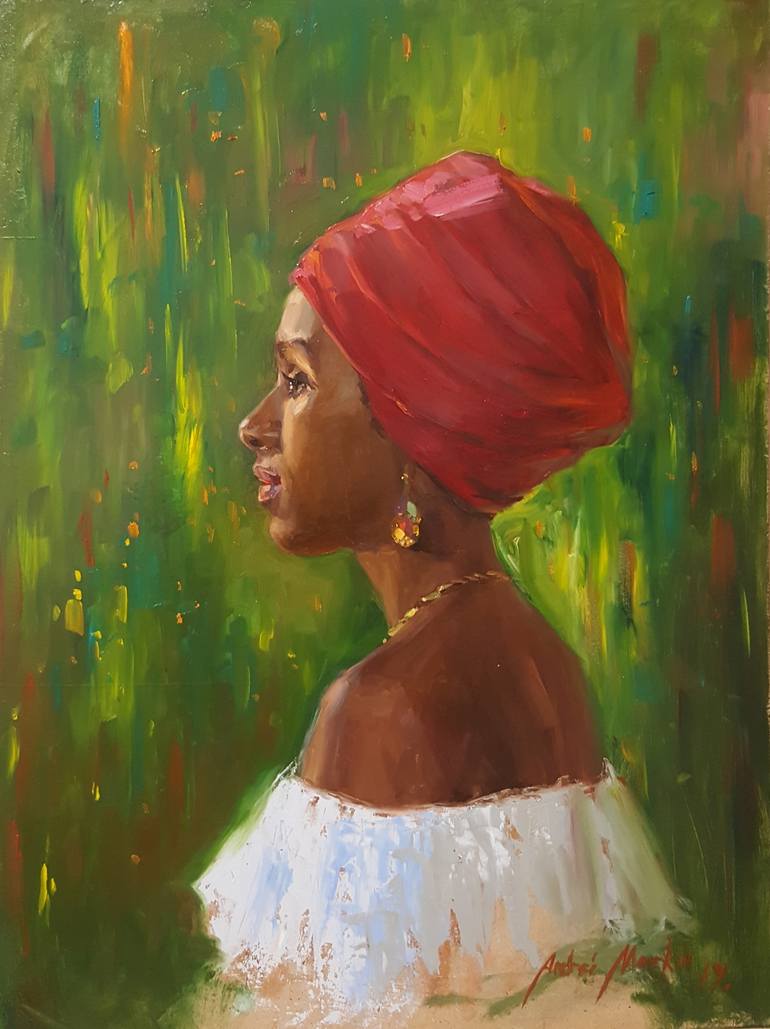 Girl in red turban Painting by Andrei Markin | Saatchi Art
