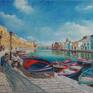 Fishermen fixing nets in the old-port of Bizerte Painting by Hamadi ...