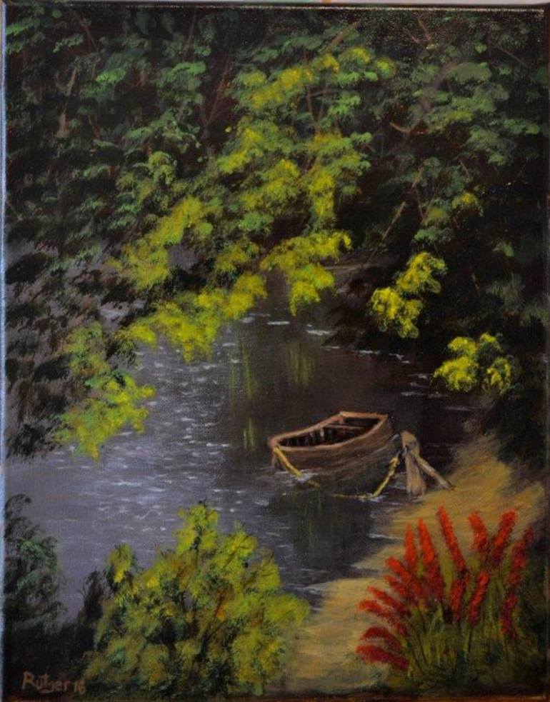 Rowboat Below Painting by Rutger Becker | Saatchi Art