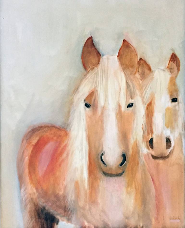 Two Horses Painting by Debbie Zick | Saatchi Art