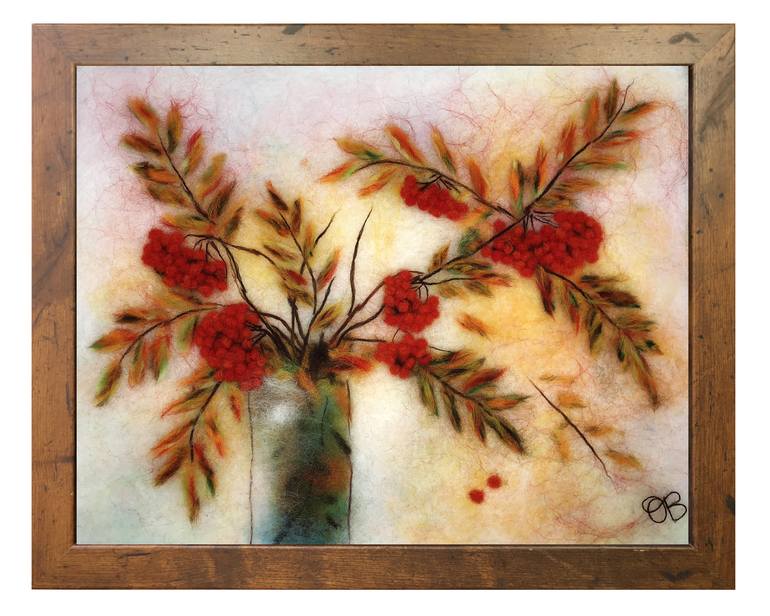 Wool Painting Still Life Rowan Painting by Oksana Ball | Saatchi Art