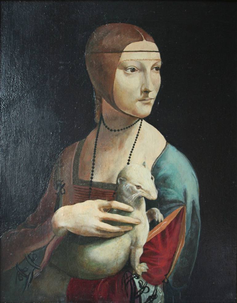 Reproduction of Leonardo's Lady with an Ermine from 1489 Painting by ...
