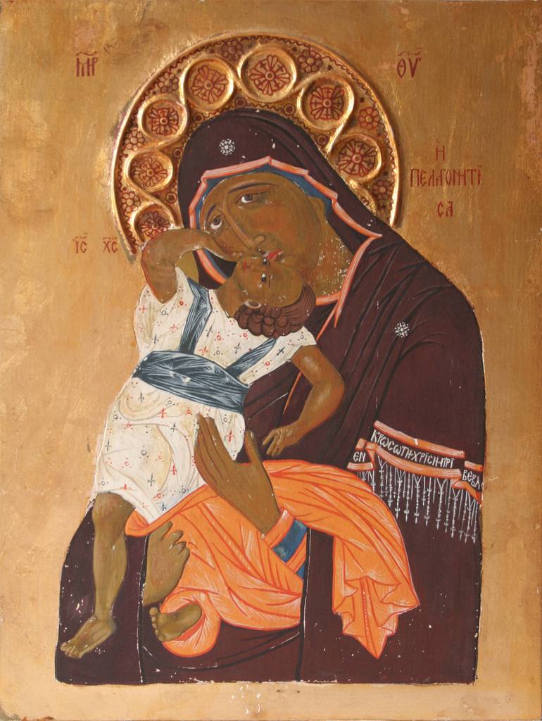 Reproduction of Virigin from Pelagonia Macedonian icon on gold from ...