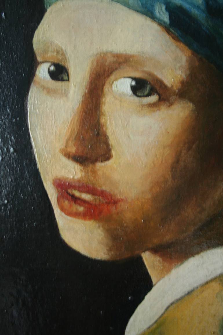 Reproduction of Vermeer's Girl with a Pearl Earring from 1665 Painting ...