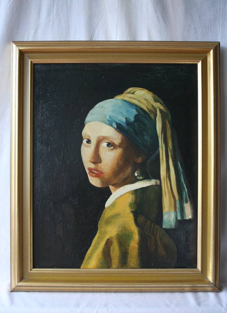 Reproduction of Vermeer's Girl with a Pearl Earring from 1665 Painting ...