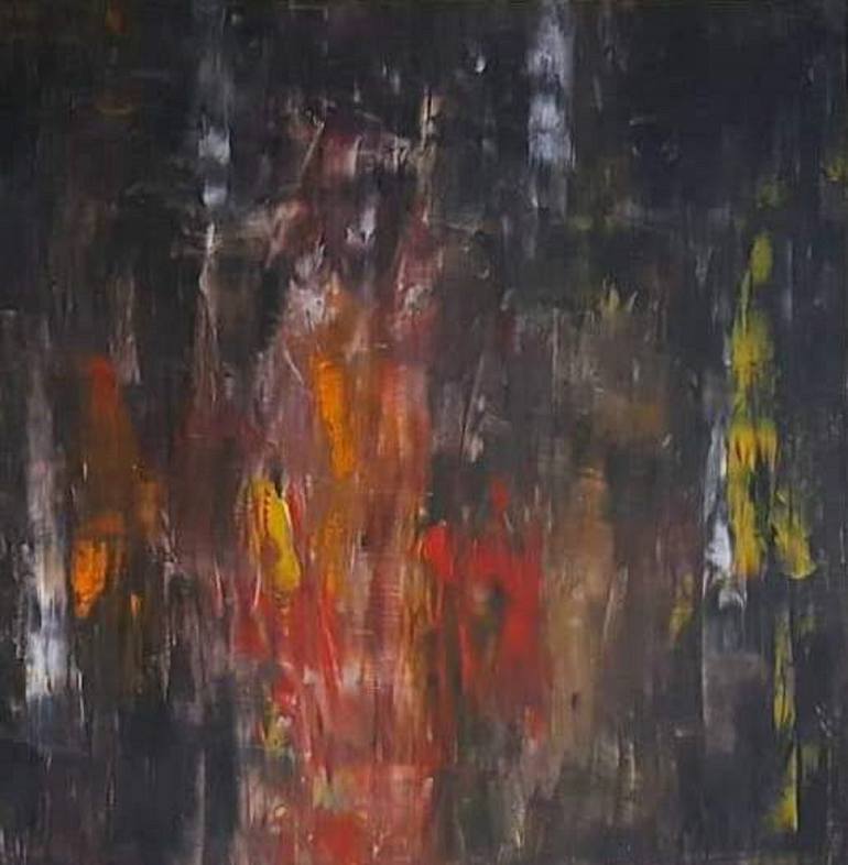 Devils Orange Abstract Art Devil May Care – The Wall Art Club