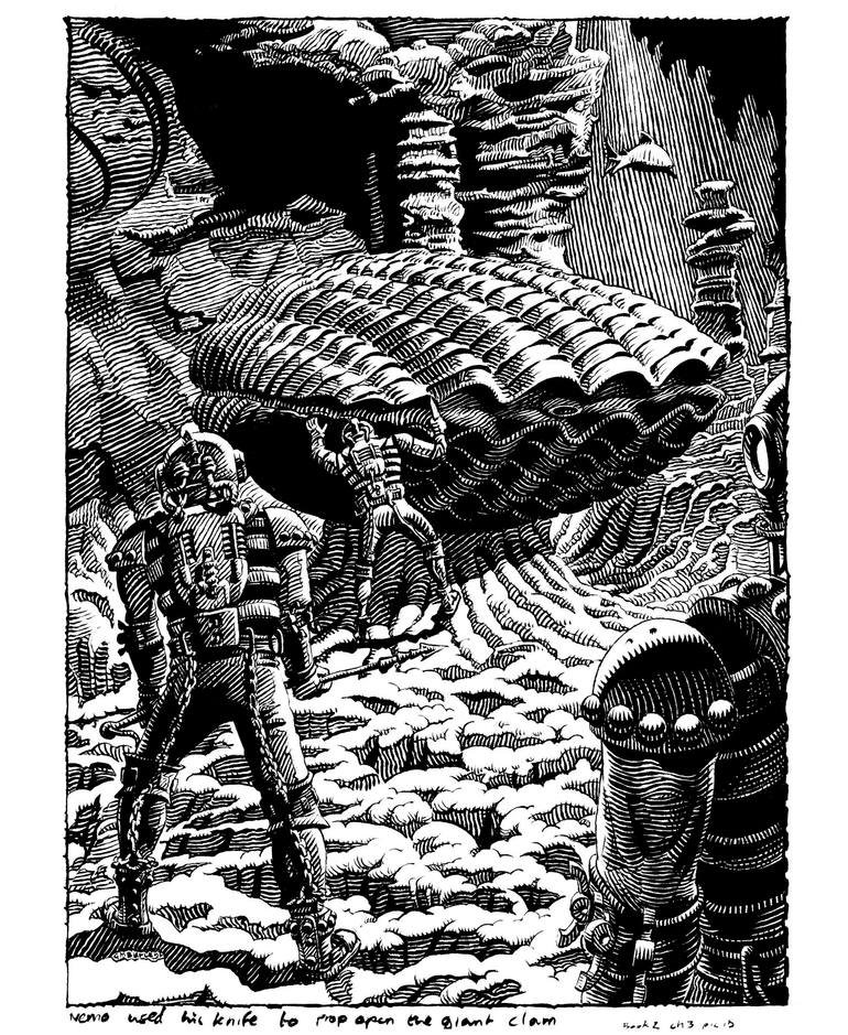 the 5ton clam grotto Drawing by Gary M Burley | Saatchi Art