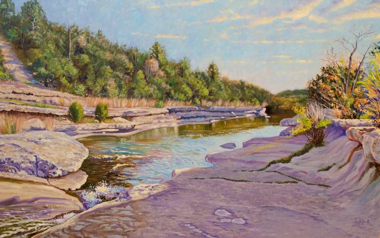 Late Afternoon at Bull Creek, Austin Painting by Jose Blanco | Saatchi Art