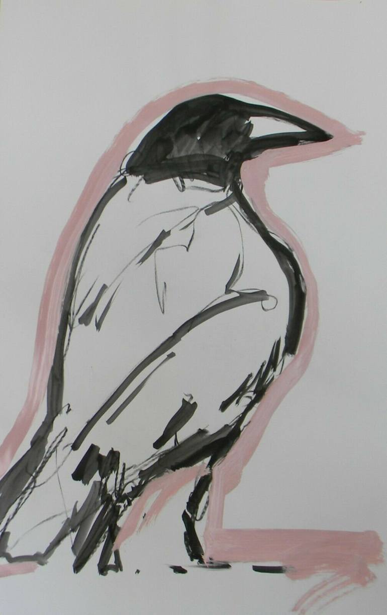 JOSE TRUJILLO Large Acrylic Painting New Art Original 26x40 Pink Raven ...