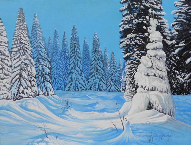 Winter fairy tale of January Painting by Yuriy Zhigarev | Saatchi Art
