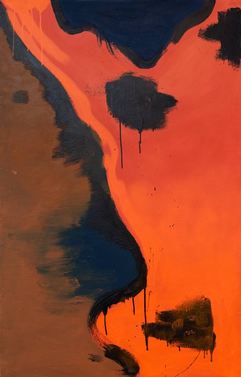 The orange lake Painting by HAGEL ART | Saatchi Art