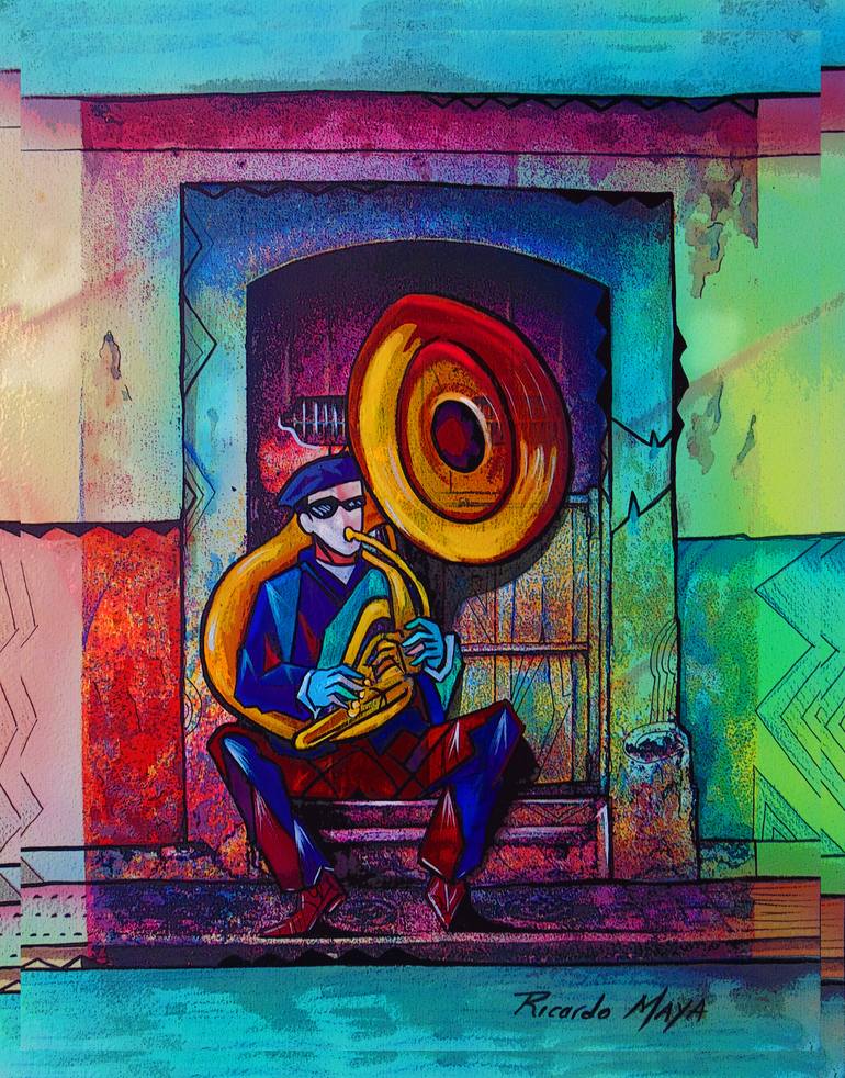 Mr. Tuba. Painting by Ricardo Maya | Saatchi Art
