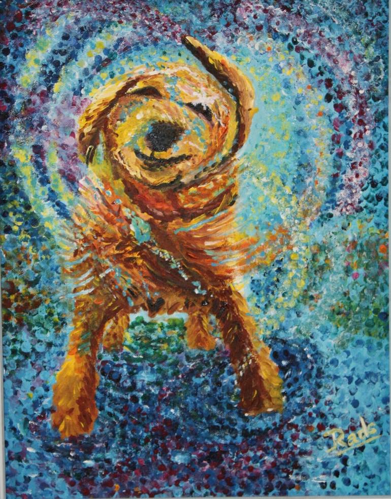 Simba in the Rain Painting by Rads Mit | Saatchi Art