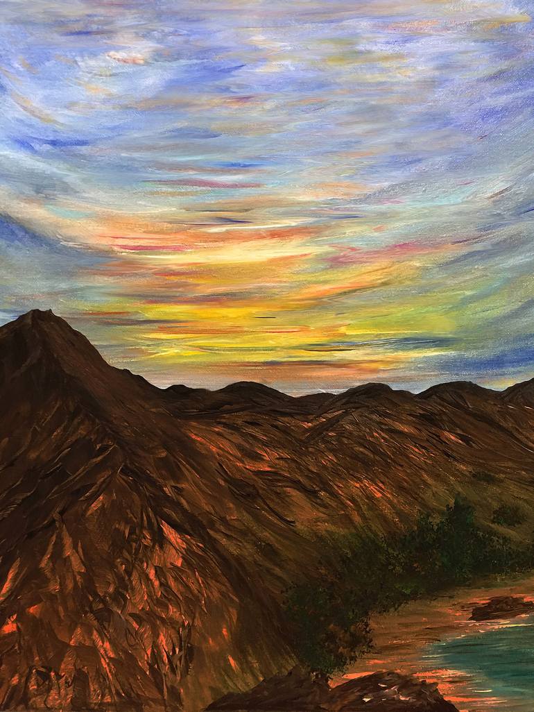 Sunset Cliffs - Red Sunset Painting by Kimberly LeClaire | Saatchi Art