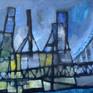 Bridge and Loading Cranes Painting by Erin McGee Ferrell | Saatchi Art