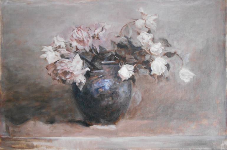 Roses. OIl painting. Copy of A.H.Thayer's picture Painting by Lena ...