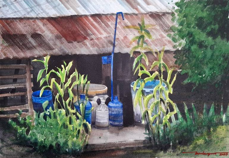 Plein Air: Salud sa Ulan (Rainwater Container) Painting by Gieward ...