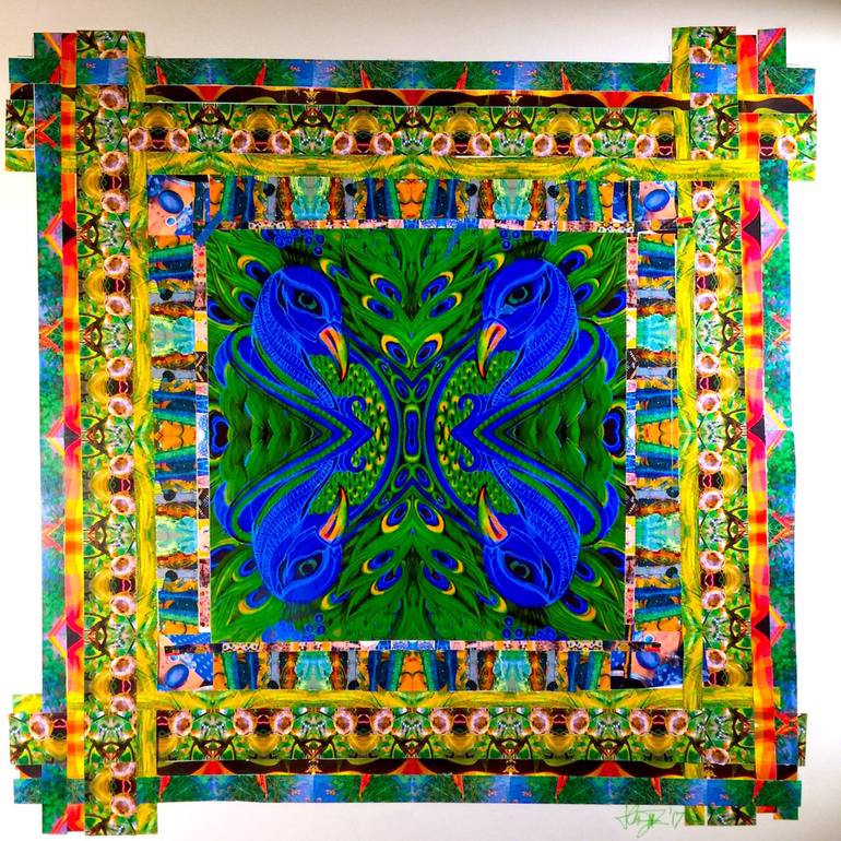 Peacock Quadrant Collage by Harmon Nelson | Saatchi Art