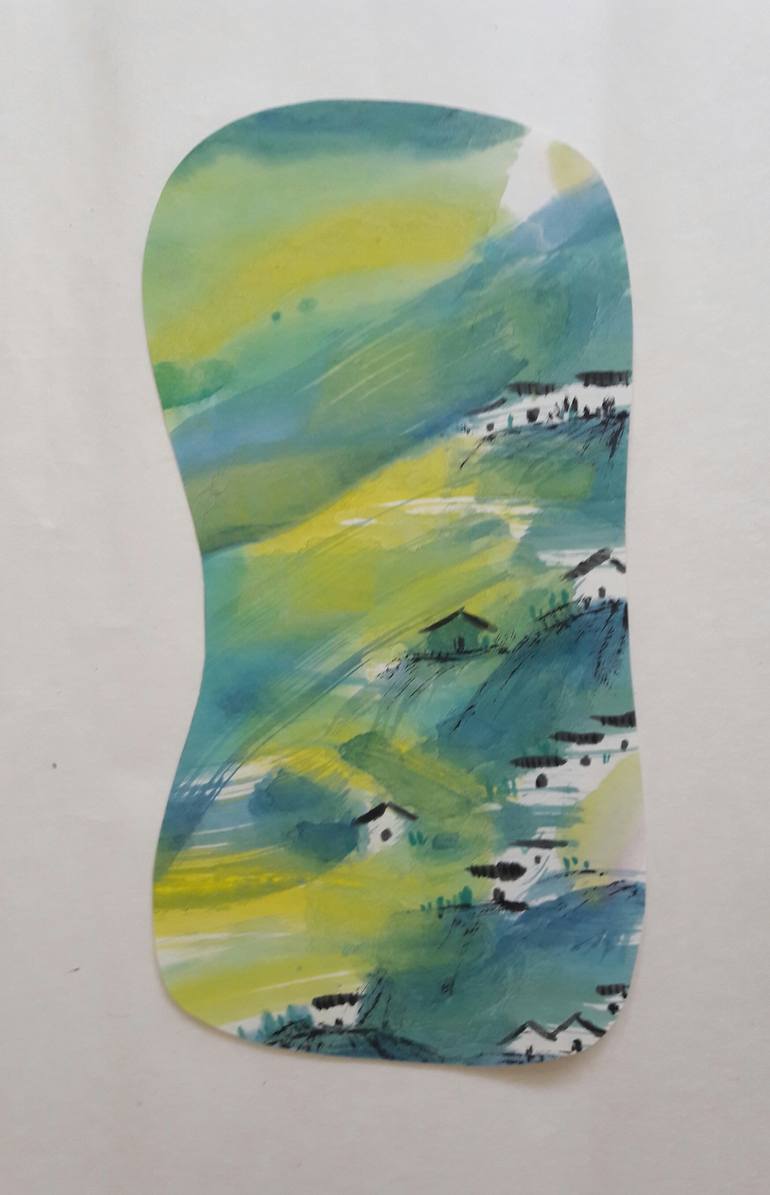 A Village in Spring Painting by jiong wang | Saatchi Art