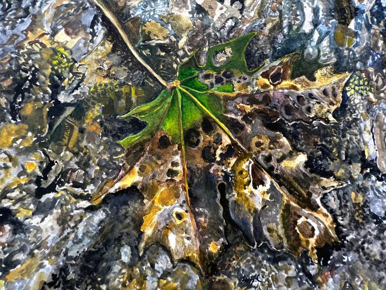 Leaf Granite Painting by Jan Ruby-Crystal | Saatchi Art