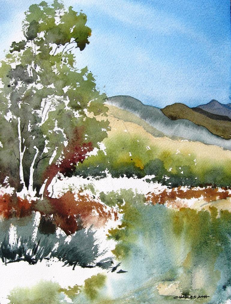 Little Arroyo V - Original Watercolor Painting Painting by Charles Ash ...