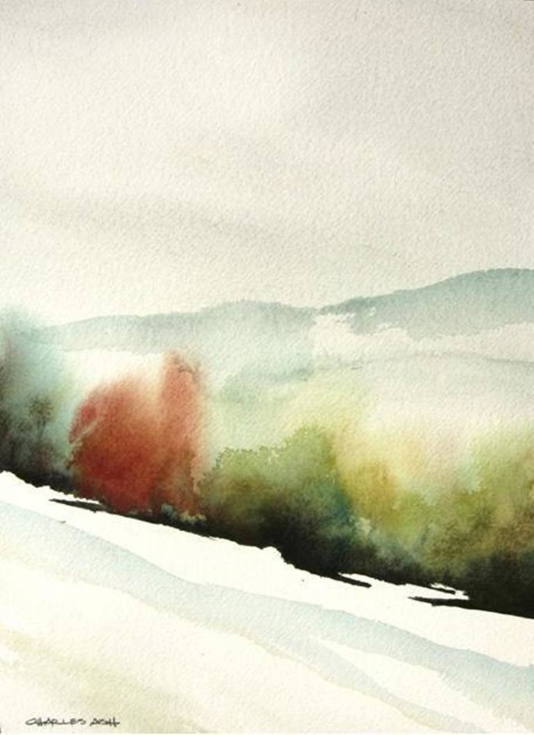 Late Winter Field - Original Watercolor Painting Painting by Charles ...