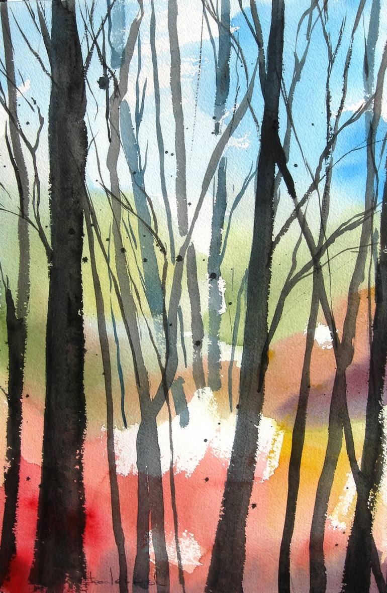 Aspen Colors - Original Watercolor Painting Painting by Charles Ash ...