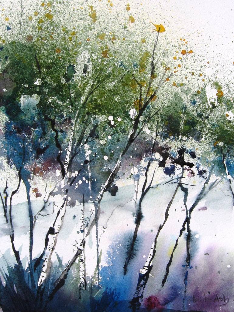 Aspen Meadows I - Original Watercolor Painting Painting by Charles Ash ...